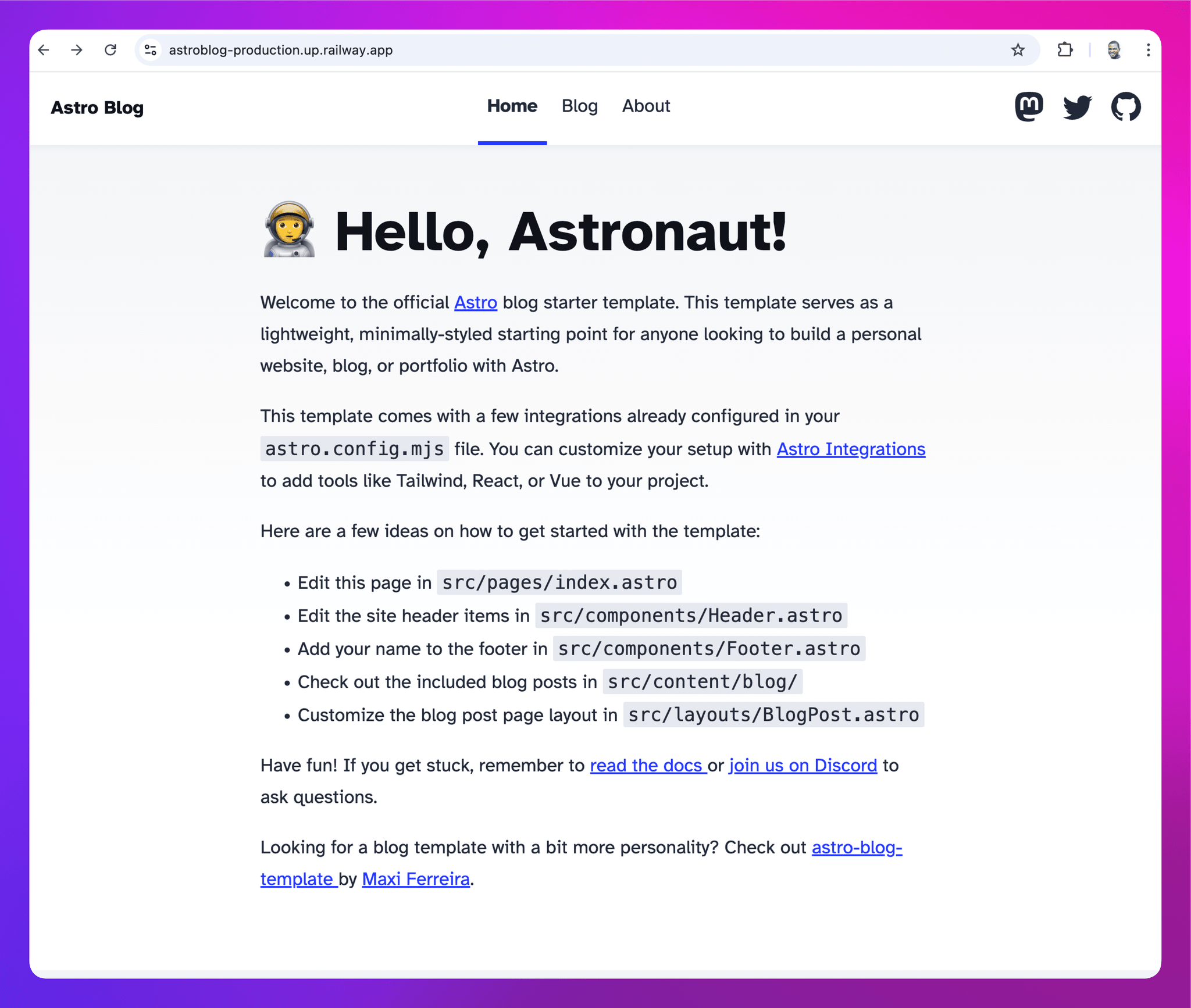 Deploy an Astro App | Railway Docs
