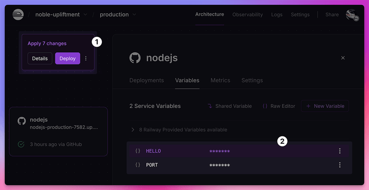 Staged Changes | Railway Docs