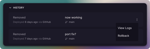 Deployment Actions | Railway Docs