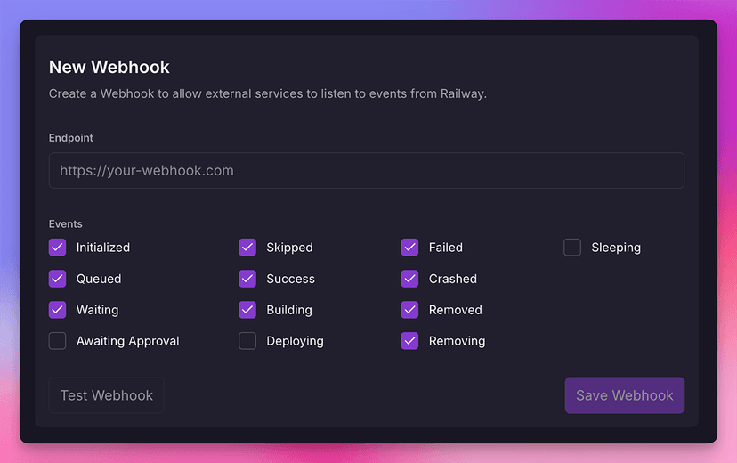 Webhooks | Railway Docs